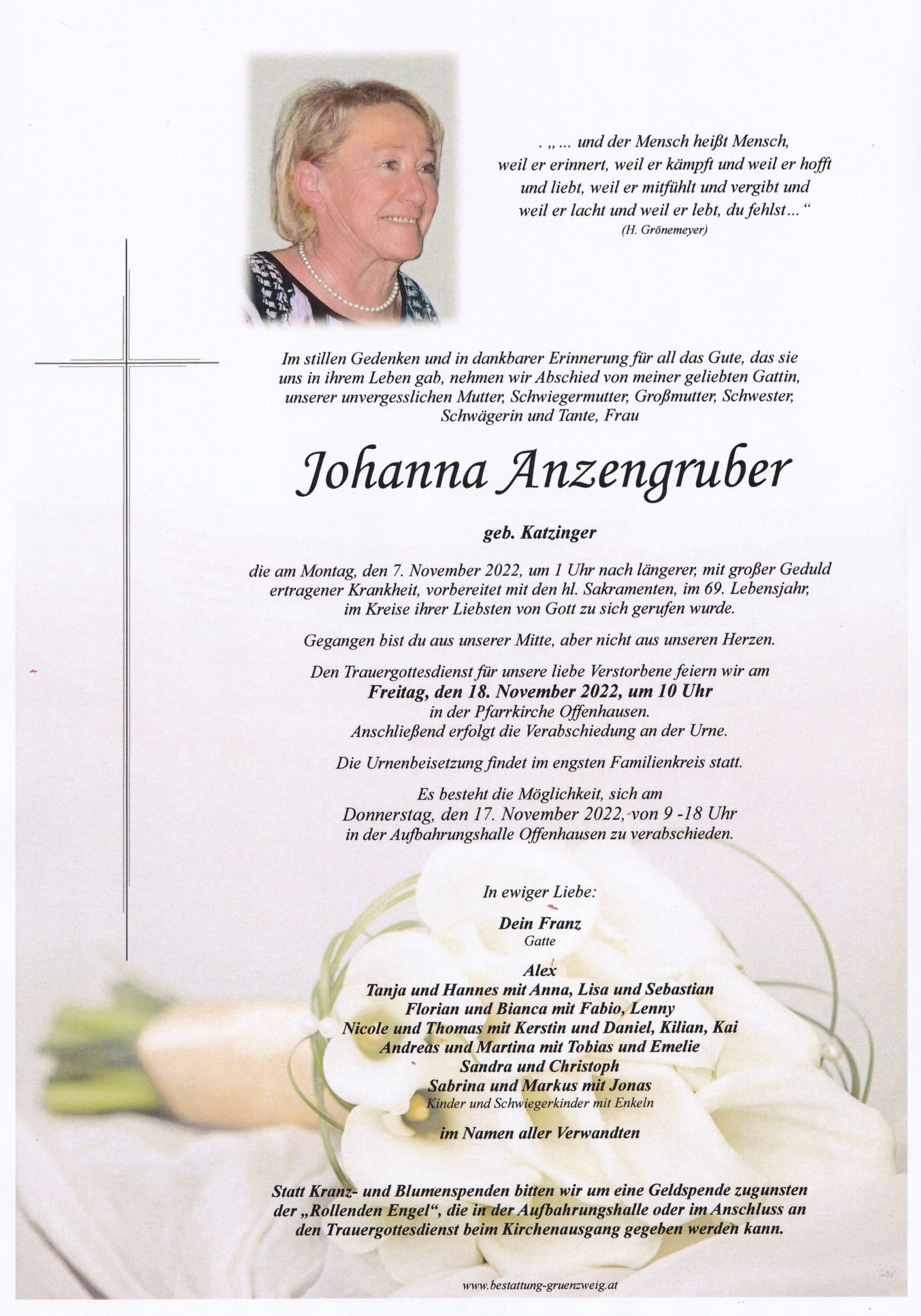Johanna Anzengruber – Bestattung Grünzweig