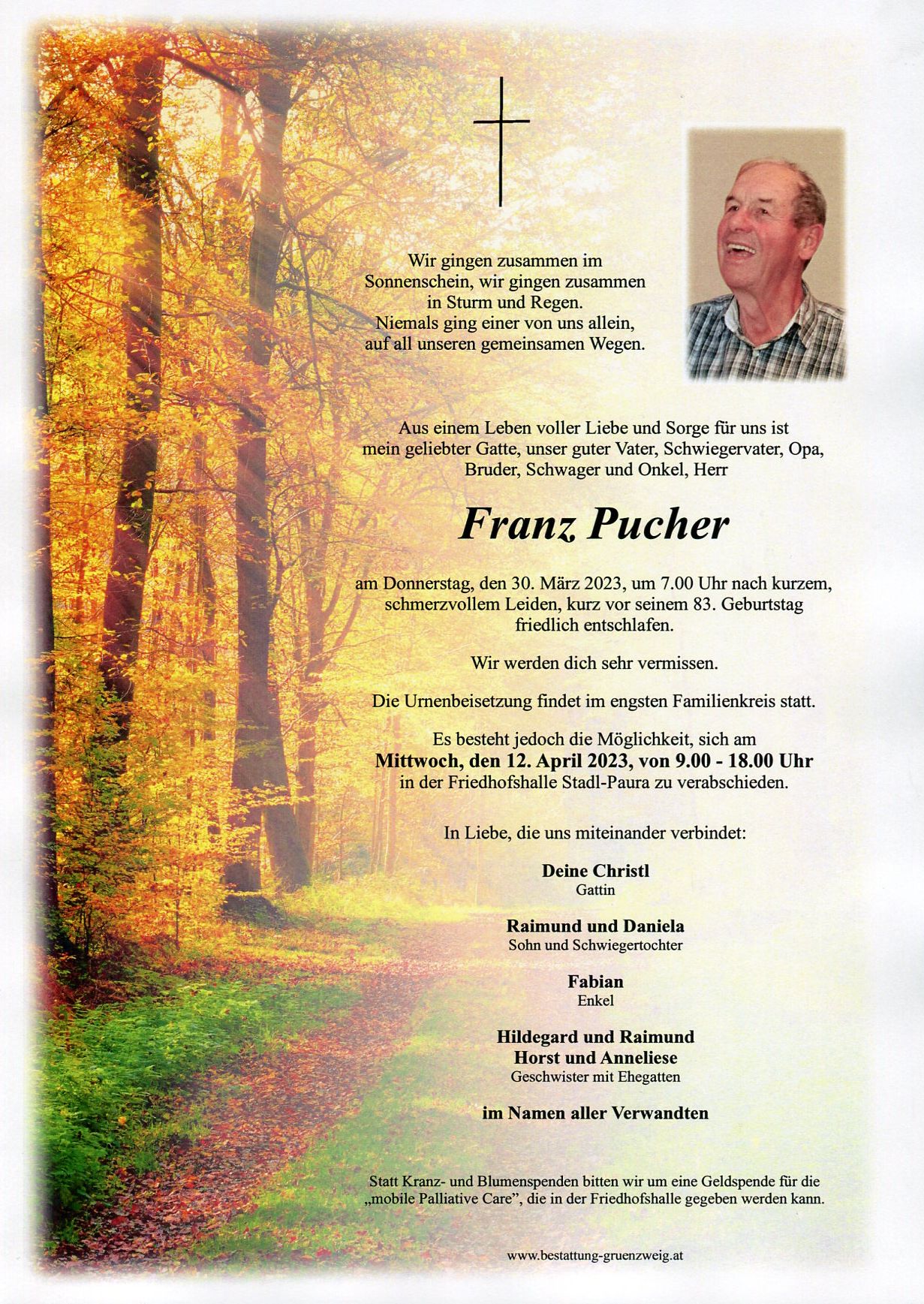 Franz Pucher – Bestattung Grünzweig