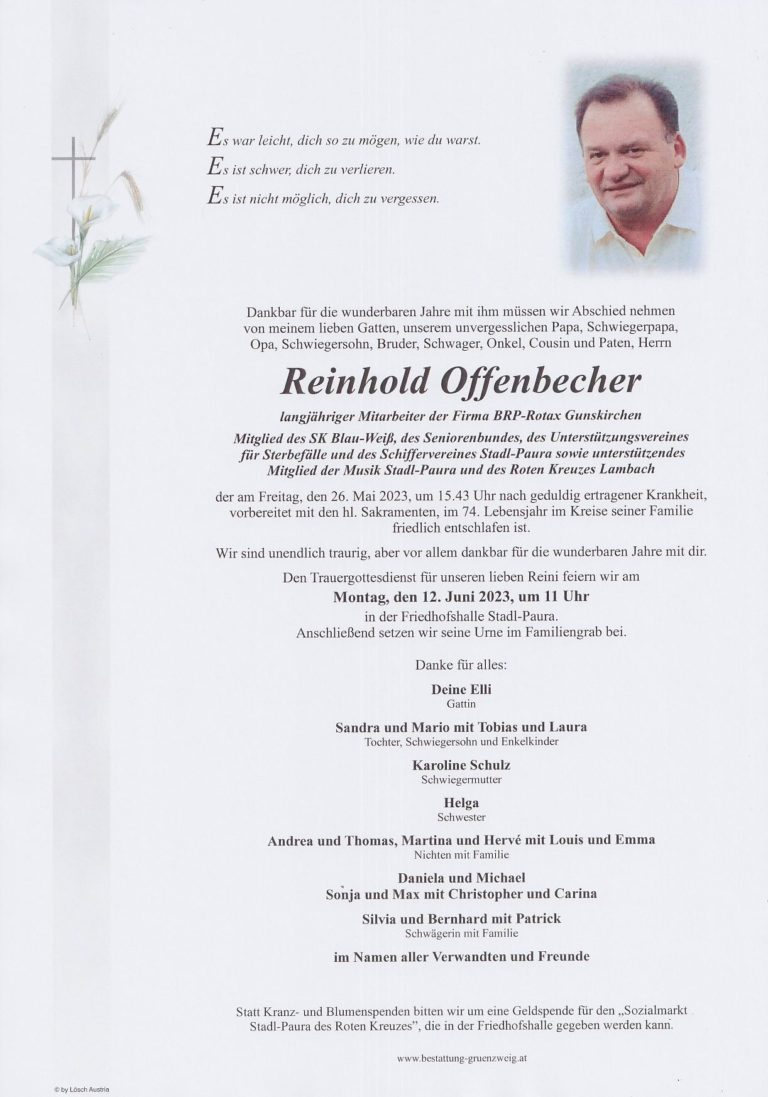 Reinhold Offenbecher – Bestattung Grünzweig