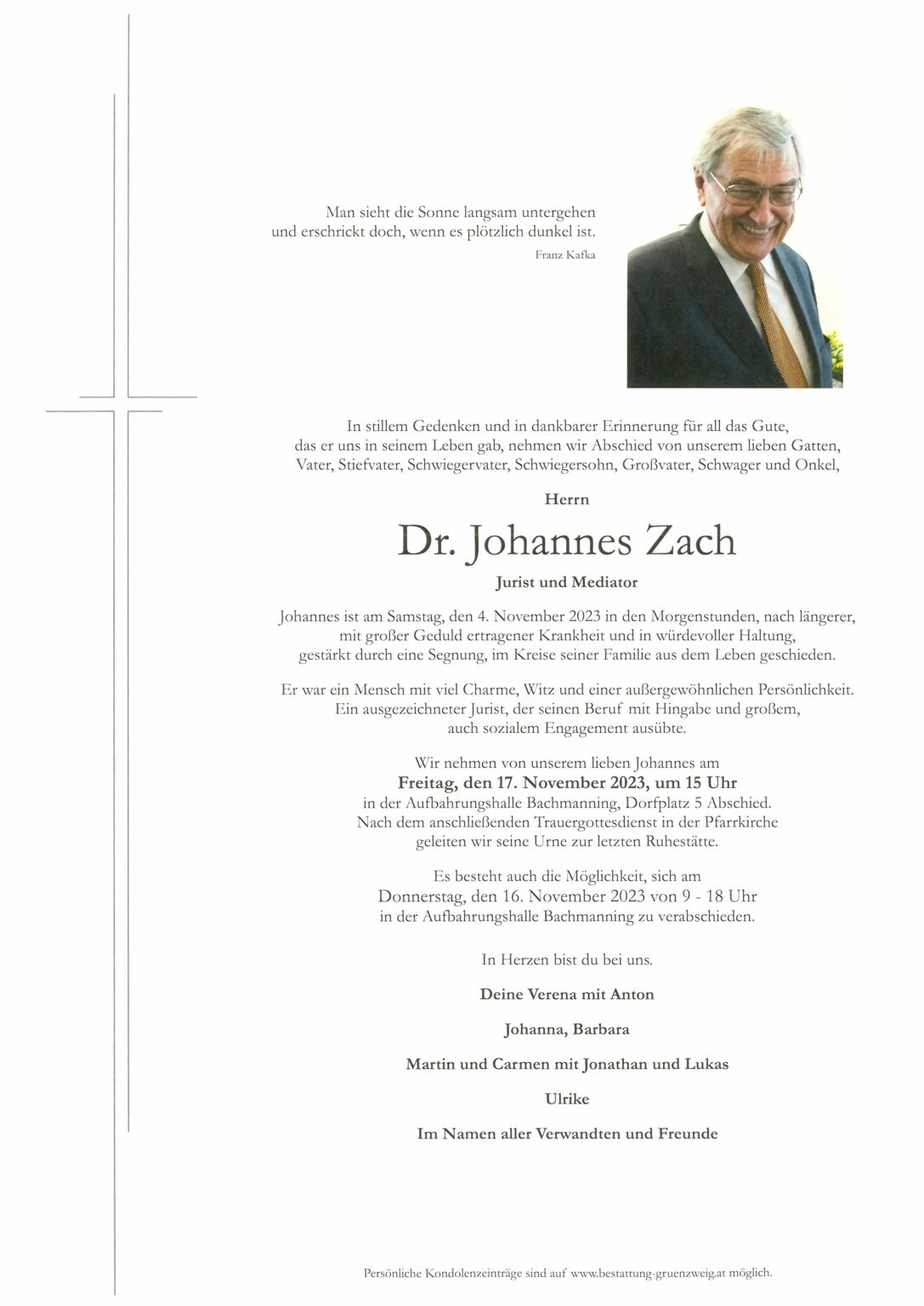 Dr. Johannes Zach – Bestattung Grünzweig