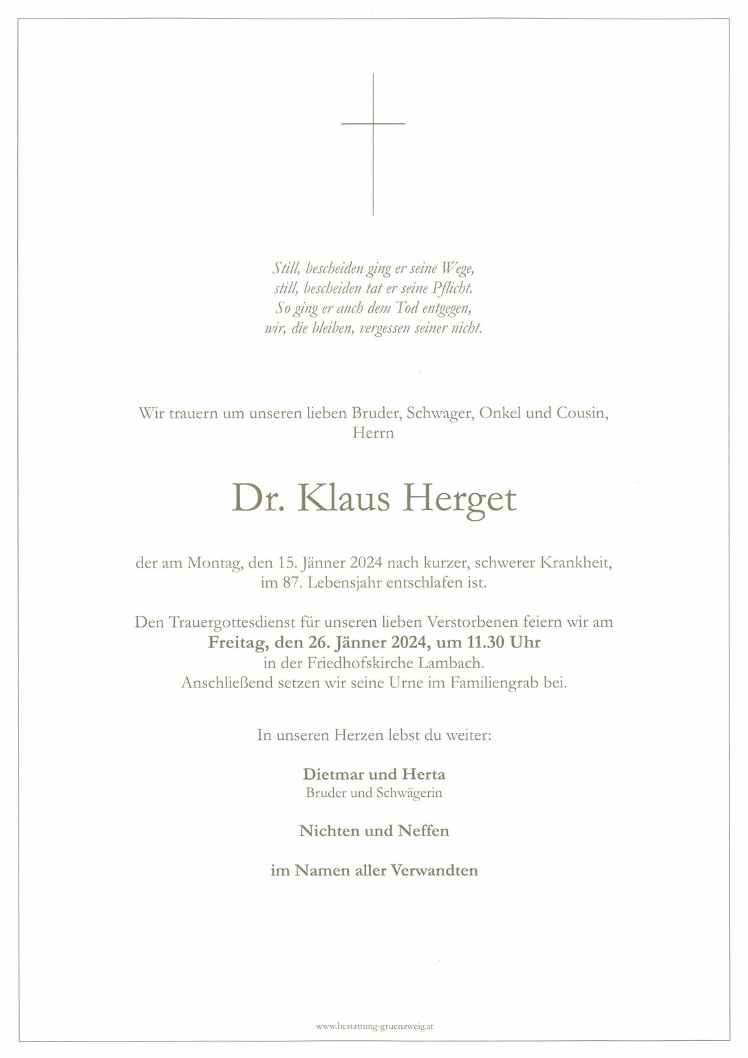 Dr. Klaus Herget – Bestattung Grünzweig