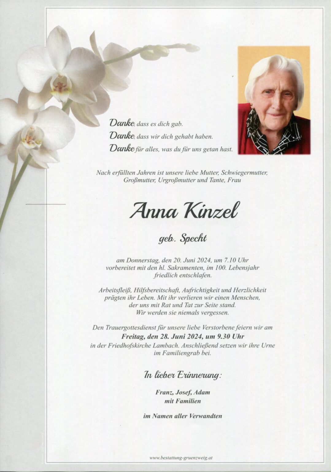 Anna Kinzel – Bestattung Grünzweig