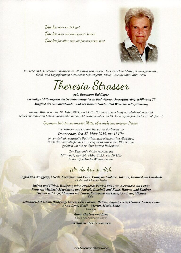 Theresia Strasser – Bestattung Grünzweig