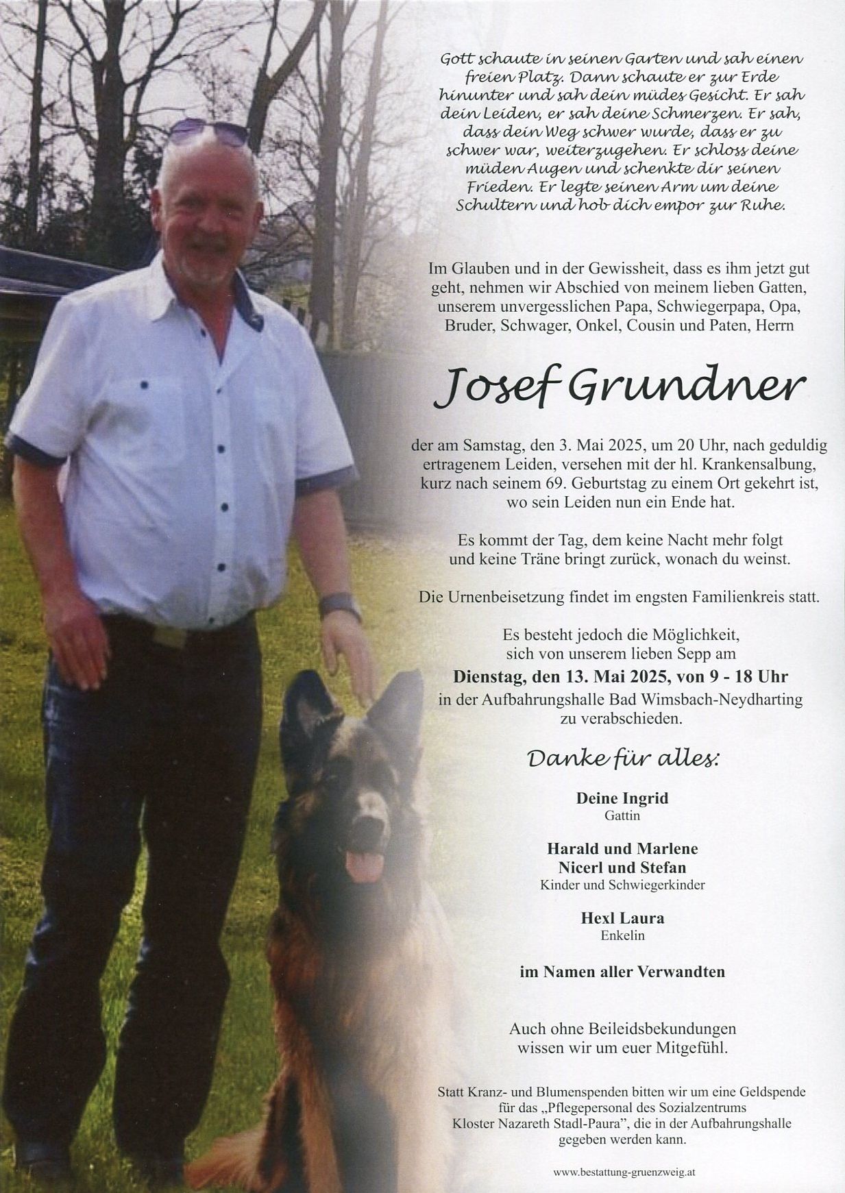 Josef Grundner – Bestattung Grünzweig